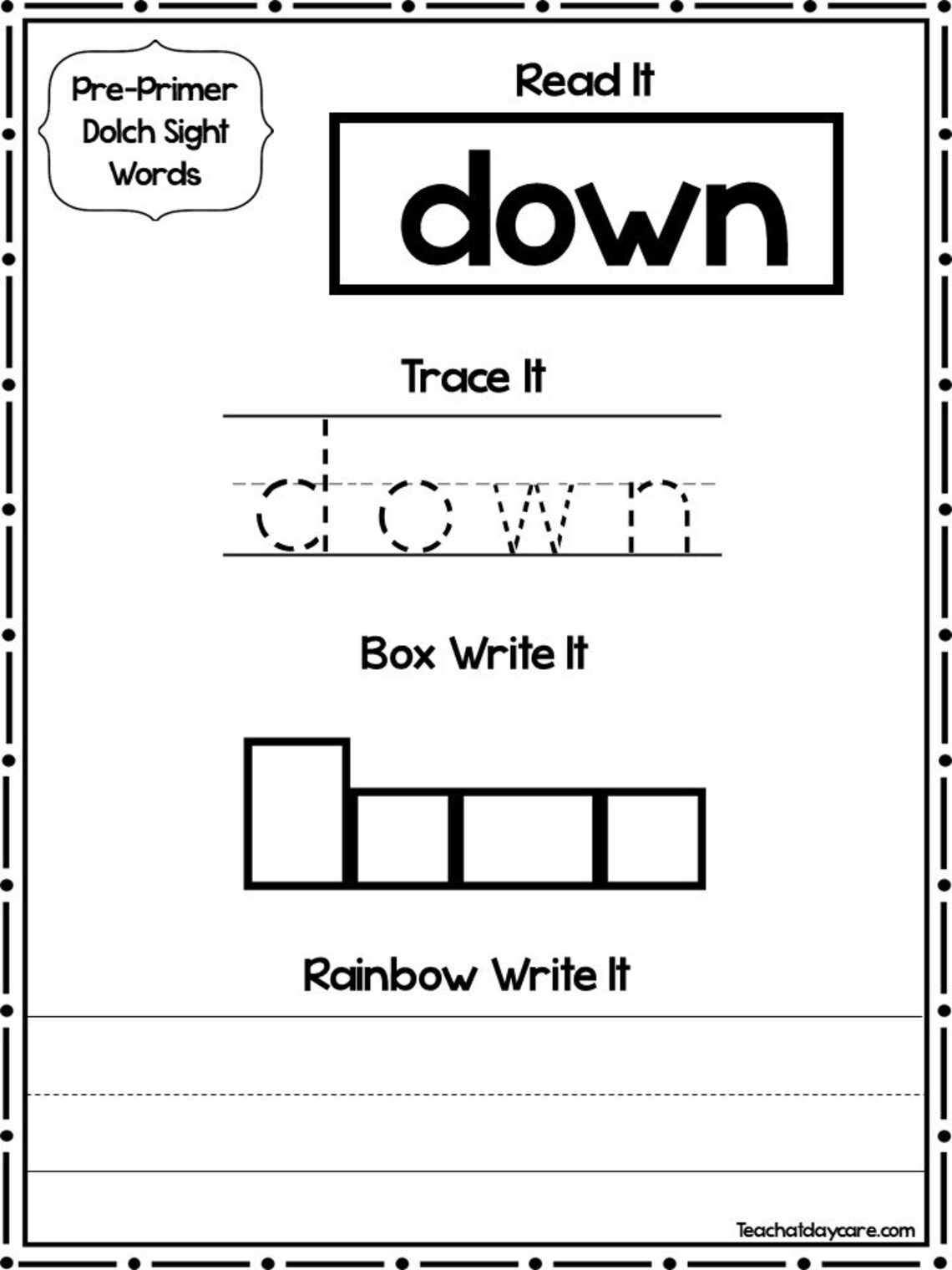 40 Printable Dolch Pre-primer Sight Words Read It Trace It - Etsy