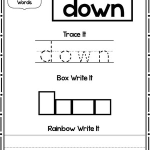 40 Printable Dolch Pre-primer Sight Words Read It, Trace It, Box Write ...