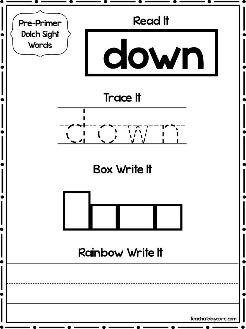 40 Printable Dolch Pre-primer Sight Words Read It Trace It - Etsy