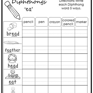 10 Printable 5 Ways to Write Words With Diphthongs Worksheets ...