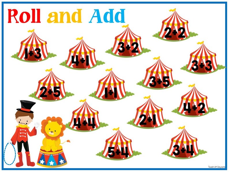 10 Printable Circus Themed Kindergarten Math Center Games and ...