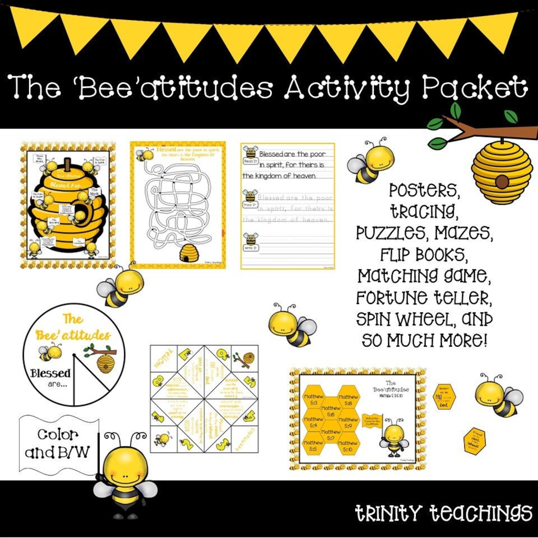 Bee Atitudes Learning Packet. Bee Themed Beatitudes . Activities and ...