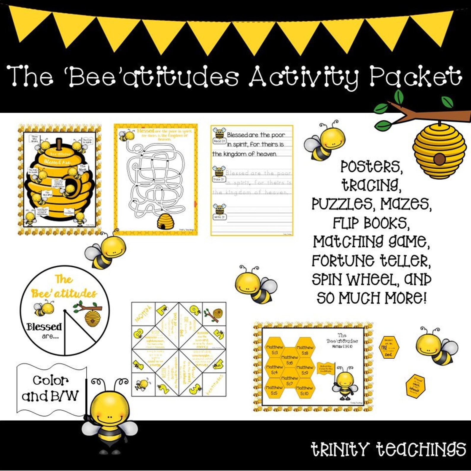 Bee Atitudes Learning Packet. Bee Themed Beatitudes . Activities and ...