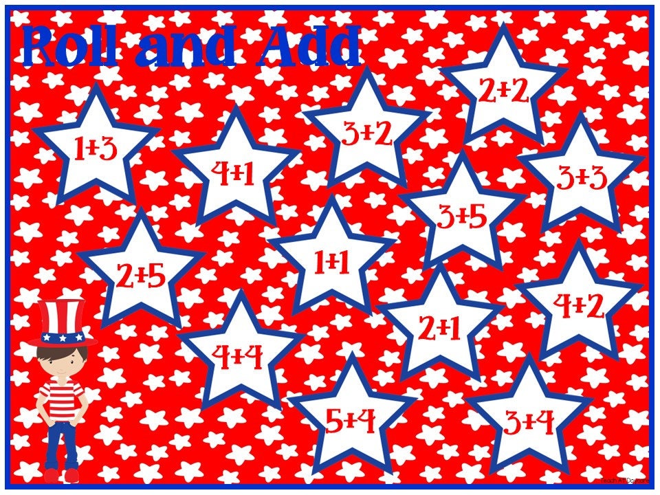 10 Printable 4th of July Themed Kindergarten Math Center Games and ...