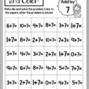 10 Printable Roll, Add, and Color Worksheets. Numbers 1-10. Preschool ...