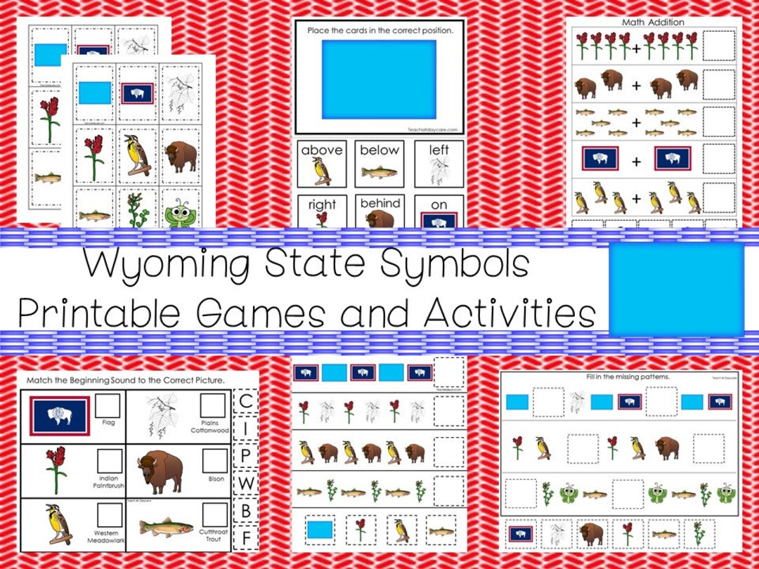 30 Wyoming State Symbols Themed Learning Games Download. ZIP File ...