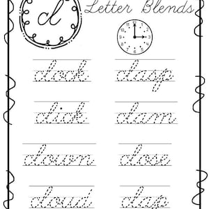 20 Printable Cursive Blends Trace the Word Worksheets. Kindergarten-2nd ...
