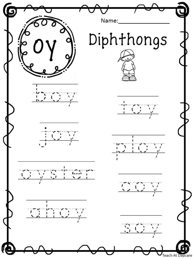 10 Printable Diphthongs Trace the Word Worksheets. - Etsy