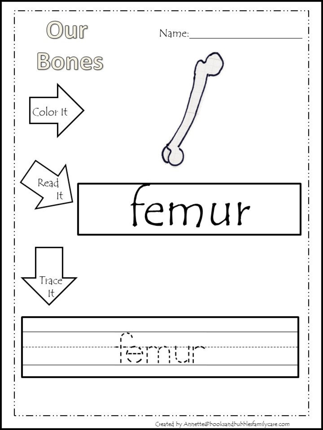 20 Our Bones Printable Worksheets. Color, Read, Trace. Preschool and ...