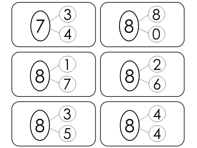 120 Printable Number Bond Flashcards. Numbers 1-20. Preschool | Etsy