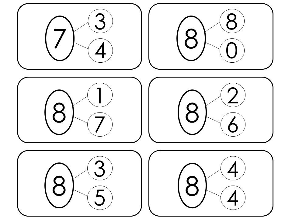 120 Printable Number Bond Flashcards. Numbers 1-20. Preschool | Etsy