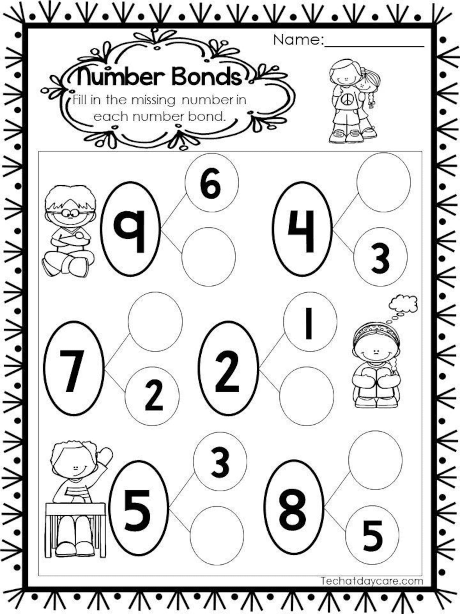 10 Printable Number Bonds Worksheets. Numbers 1-20. Kdg.2nd | Etsy