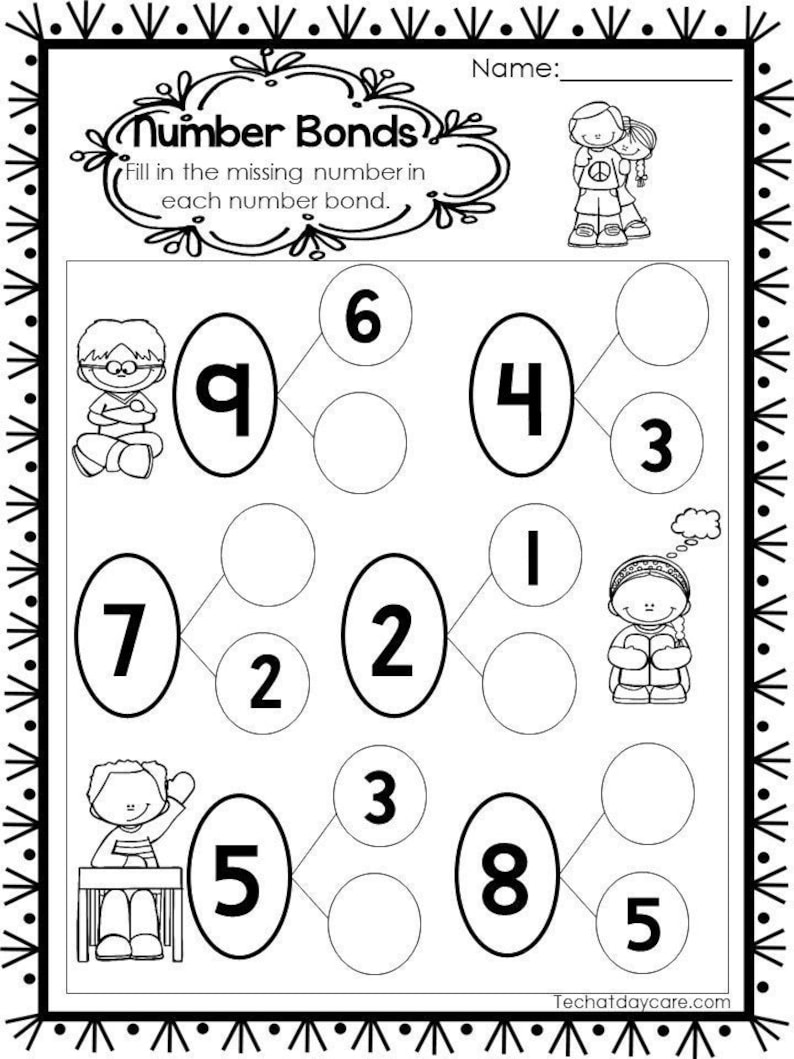 10 Printable Number Bonds Worksheets. Numbers 1-20. Kdg.2nd - Etsy