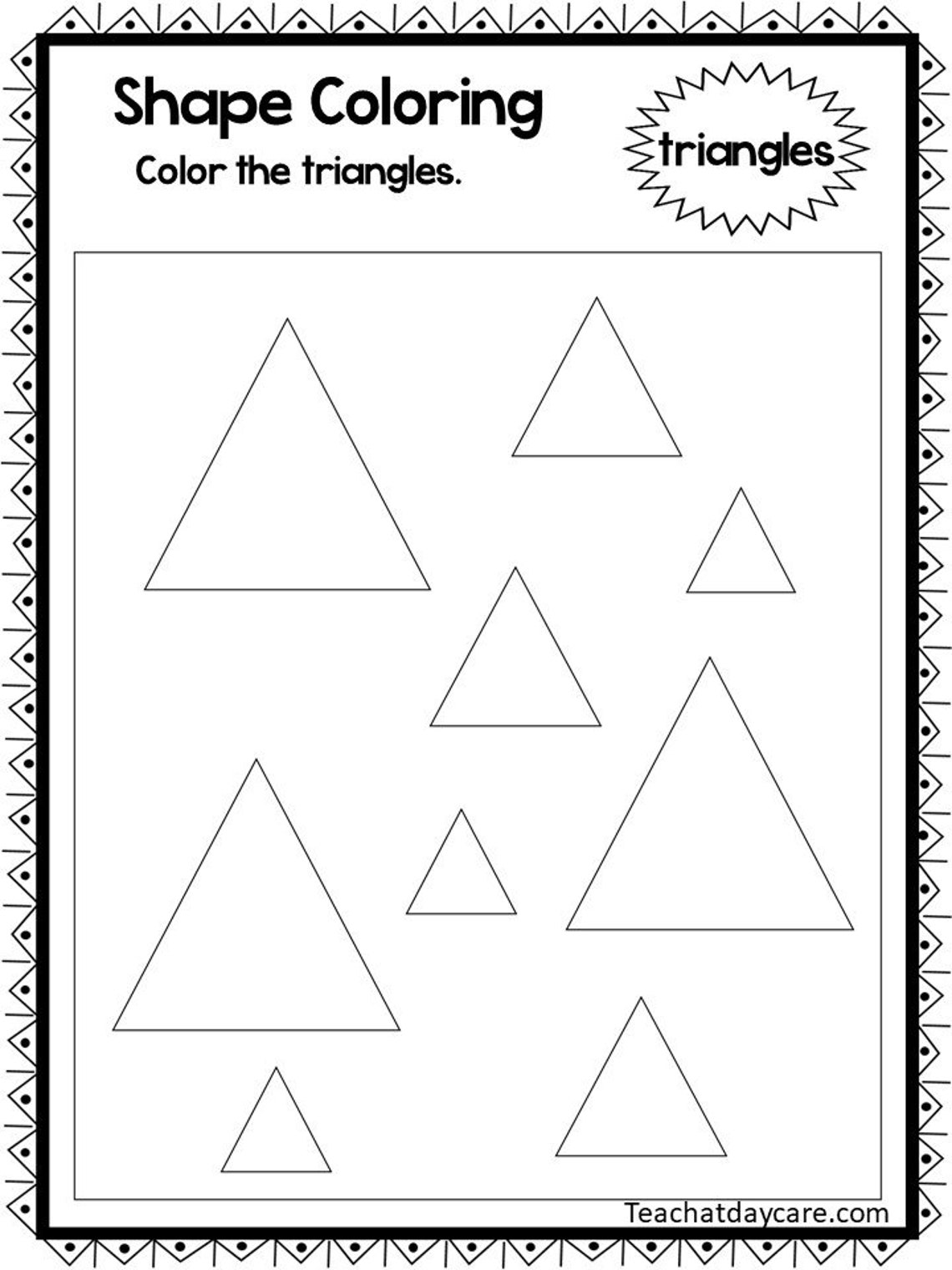 12 Color the Shapes Preschool and Kindergarten Worksheets. - Etsy