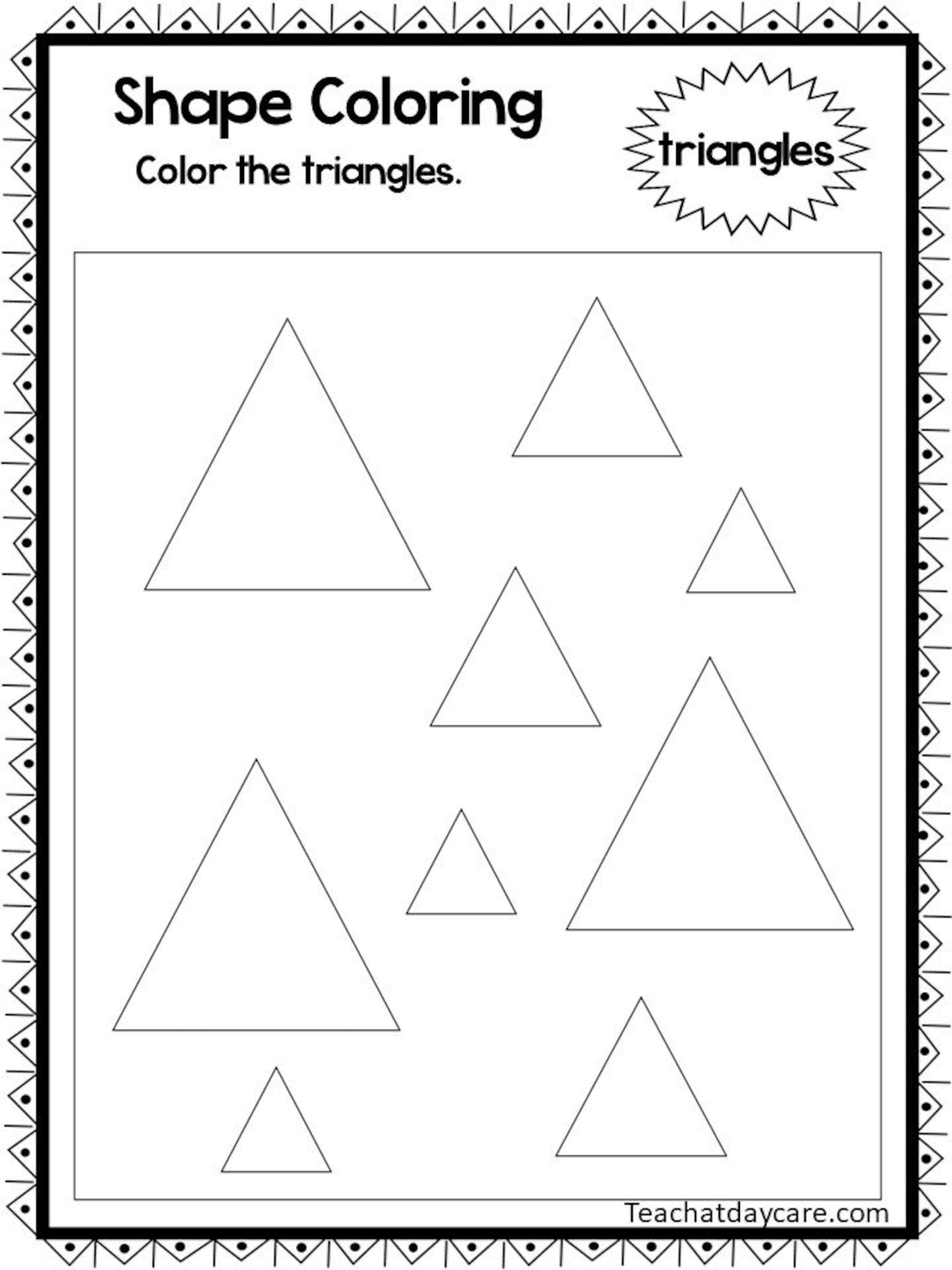 12 Color the Shapes Preschool and Kindergarten Worksheets. - Etsy