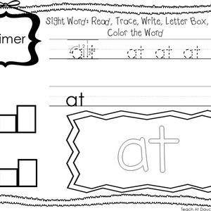 52 Printable Dolch Primer Sight Words Read. Trace, Write, Box Write ...