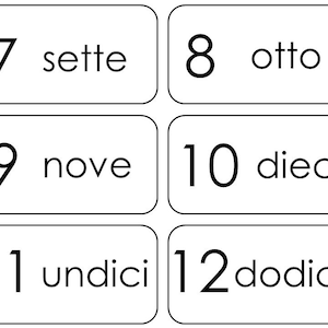 20 Printable Italian Numbers 1-20 Flashcards. Preschool Thru Third ...