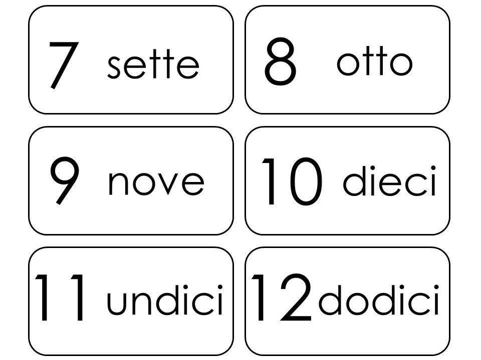 20 Printable Italian Numbers 1-20 Flashcards. Preschool Thru Third ...