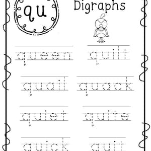 10 Printable Digraphs Trace the Word Worksheets. Kindergarten-2nd Grade ...
