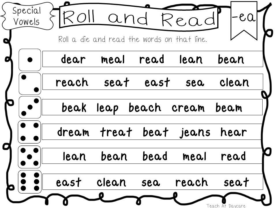 10 Printable Roll and Read Special Vowel and Double Vowel - Etsy Canada
