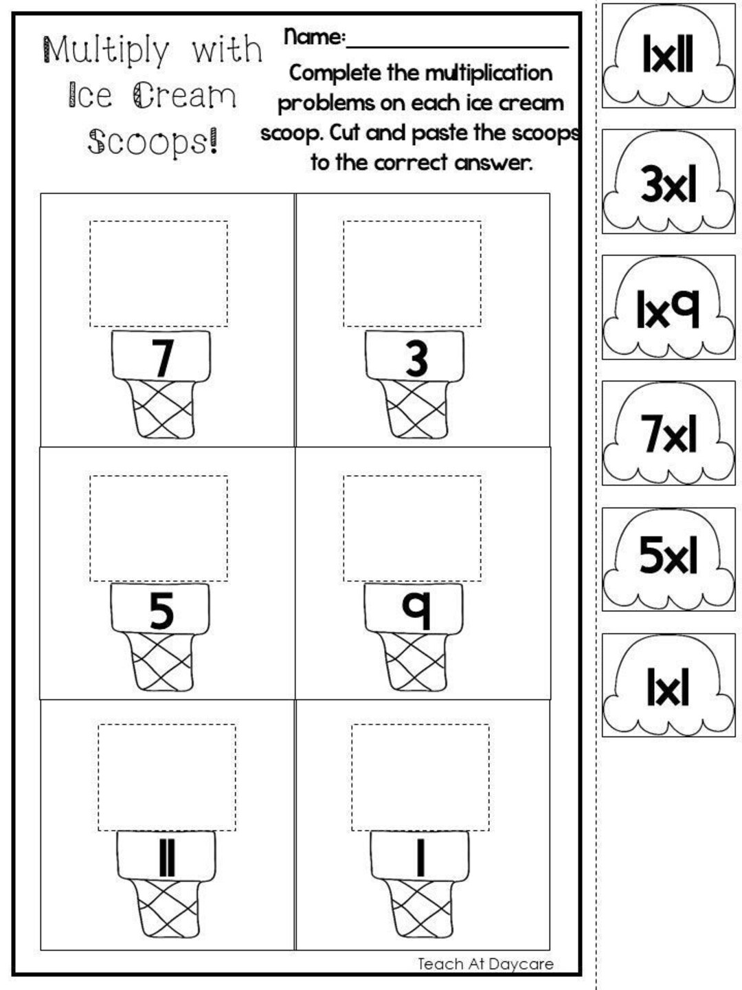 12 Printable Multiplication Scoops Worksheets. Numbers 1-12. 1st-4th ...