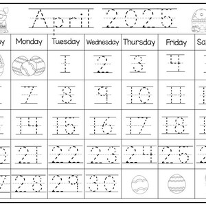 30 Tracing and Blank Themed 2025 Calendars. Preschool Handwriting and ...