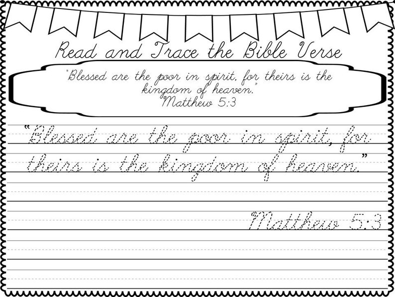 Beatitudes for Kids Handwriting and Color Worksheets. Preschool-5th ...