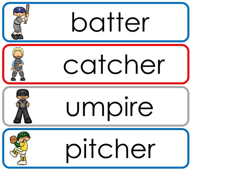 Baseball Single Week Sports Themed Word Wall Set. Classroom Bulletin ...