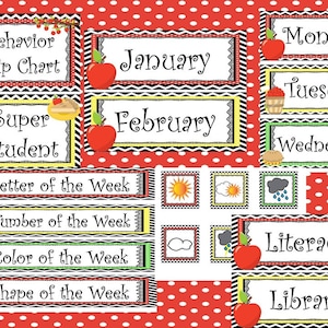 Apple Themed Printable Classroom Accessories and Decor Bulletin Board ...