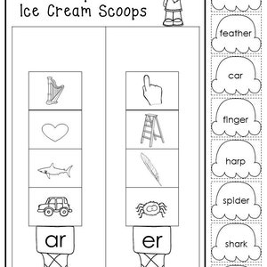 10 Printable R-controlled Vowel Words Ice Cream Worksheets ...