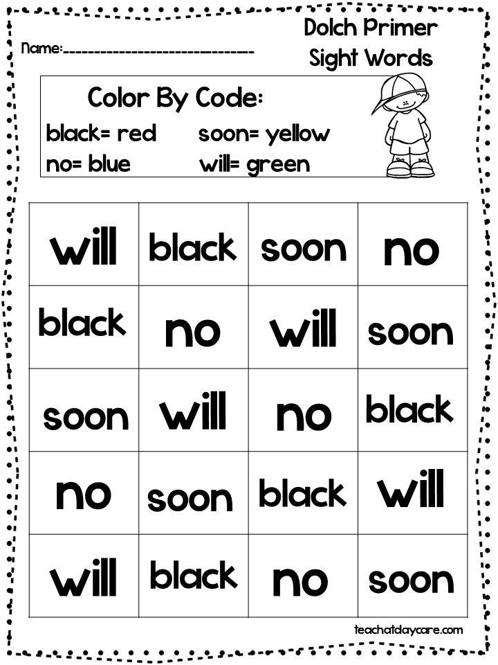 13 Printable Color the Dolch Primer Sight Words Worksheets. | Etsy Canada