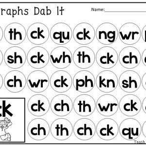10 Printable Digraphs Dab It Worksheets. Kindergarten-2nd Grade ELA ...