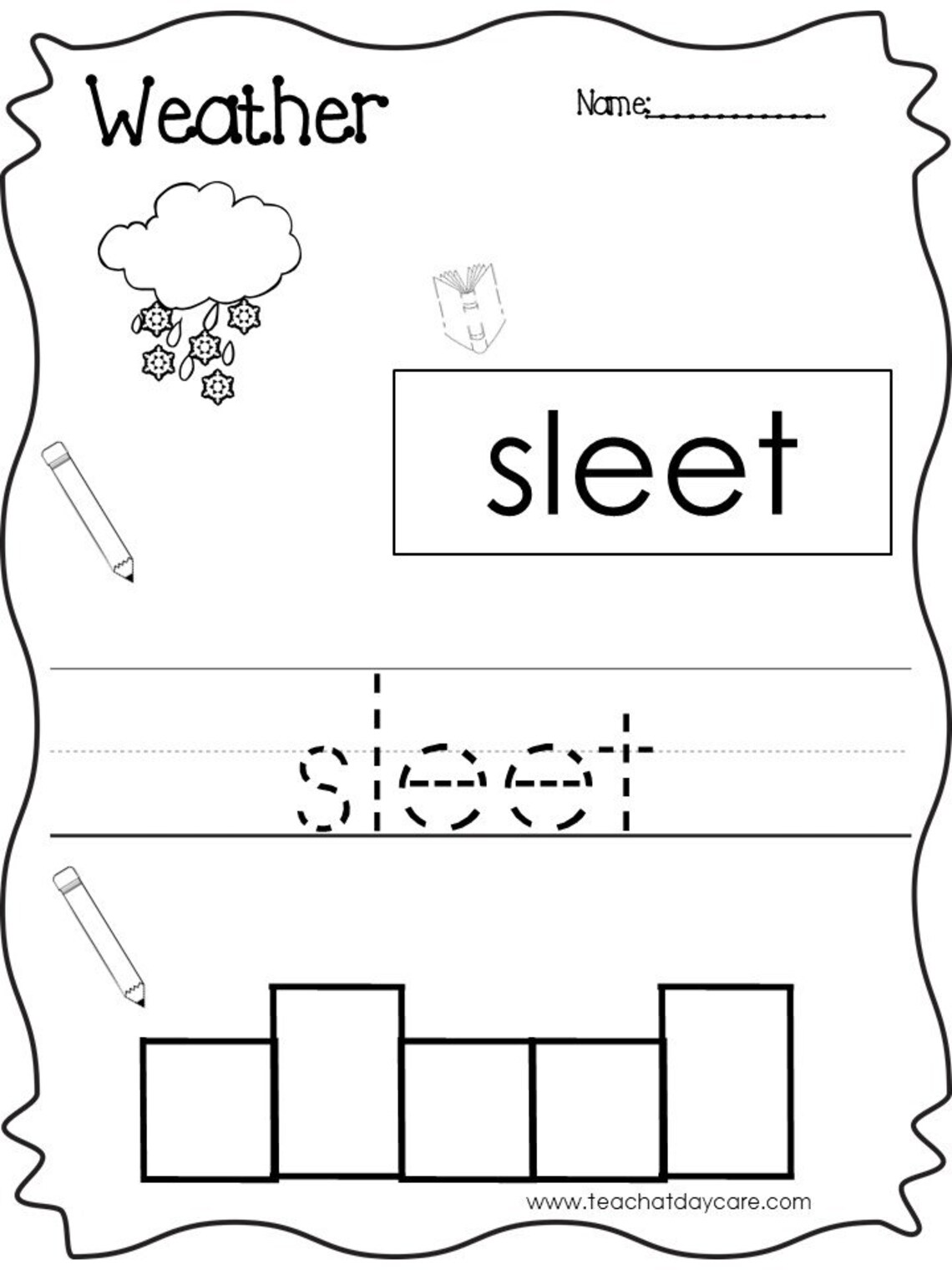 10 Weather Themed Printable Worksheets. Color Read Trace | Etsy