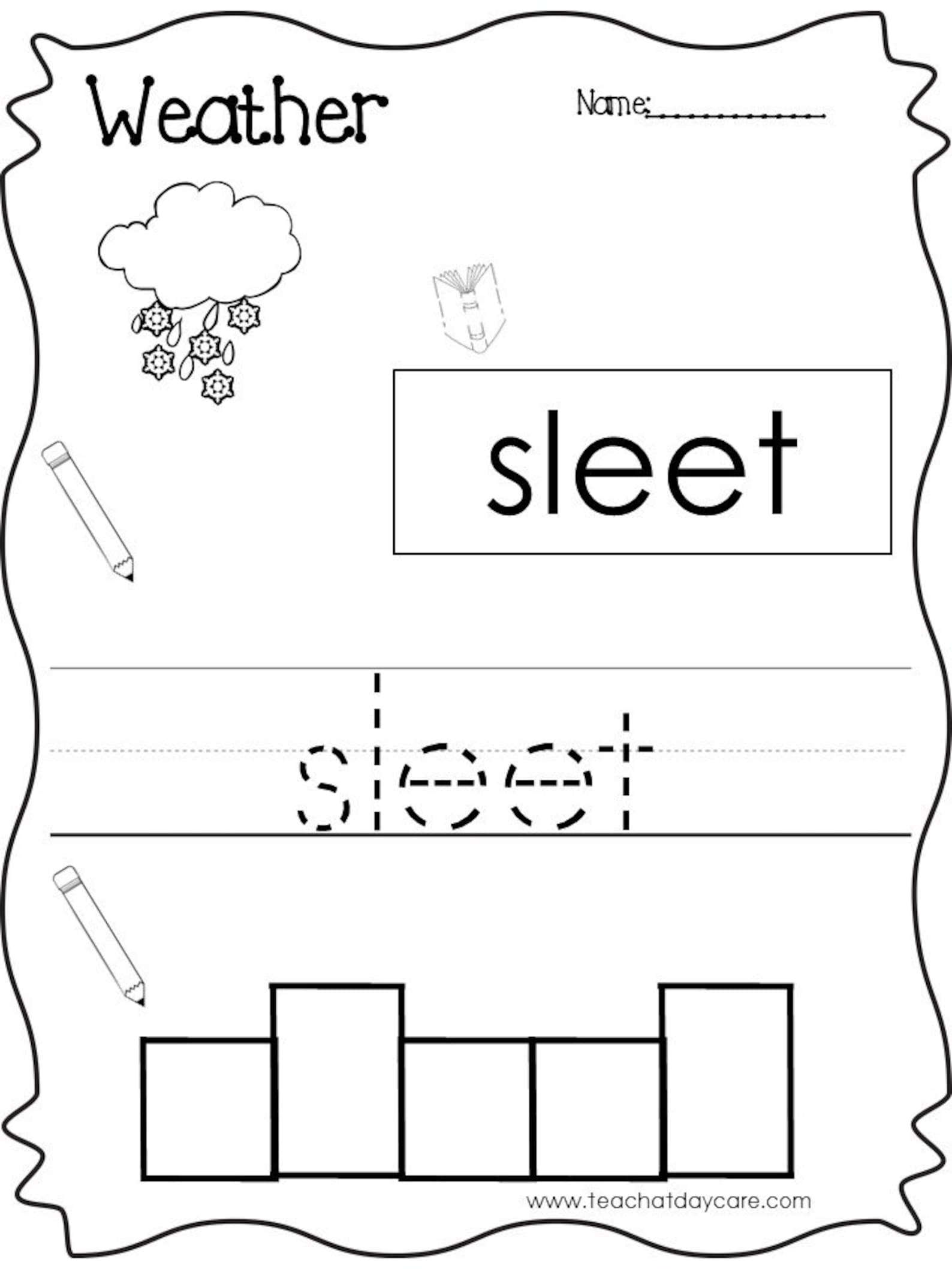 10 Weather Themed Printable Worksheets. Color Read Trace | Etsy