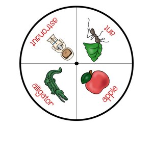 26 Alphabet Phonics Spinner Wheels. Beginning Sounds. Color & Black and ...