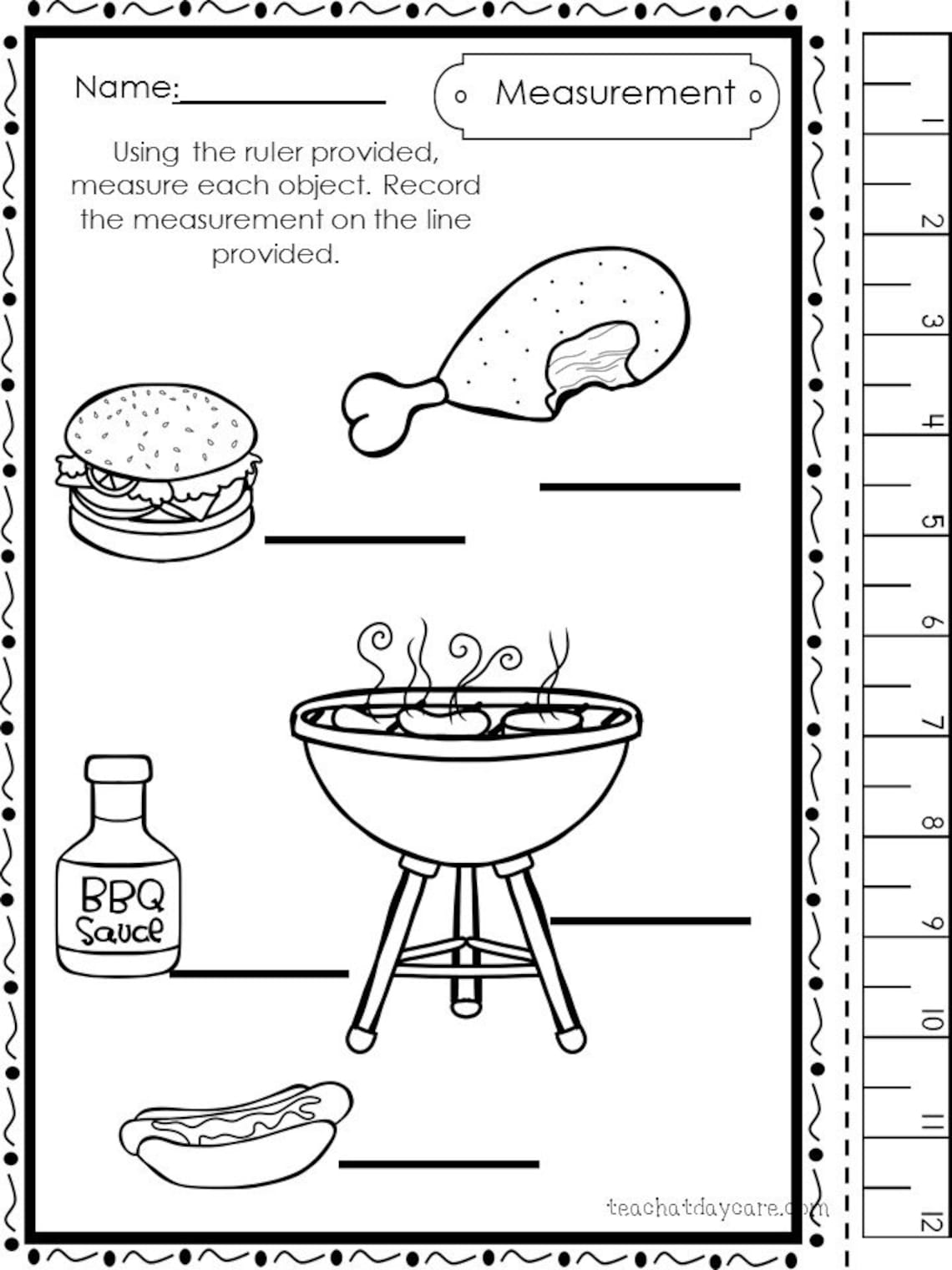 10 Printable Measuring With a Ruler Worksheets. Preschool-1st Grade ...