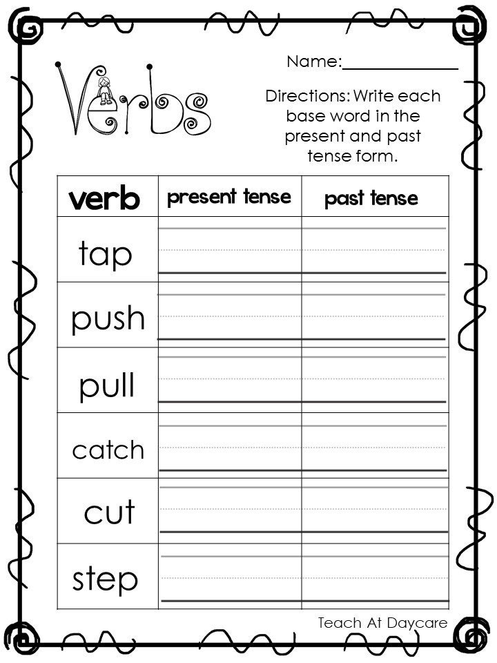 10 Printable Verbs Past and Present Tense Worksheets. 1st-2nd | Etsy Canada