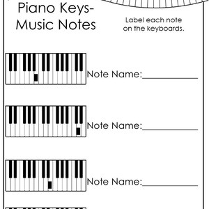 10 Label the Keys-music Notes Worksheets. Beginning Piano Music ...