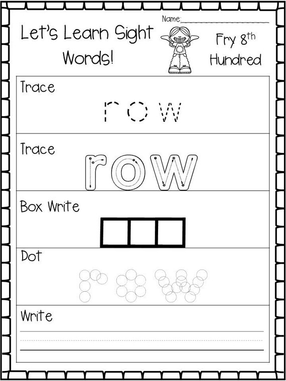 100 Printable Let's Learn Fry 8th Hundred Sight Words | Etsy