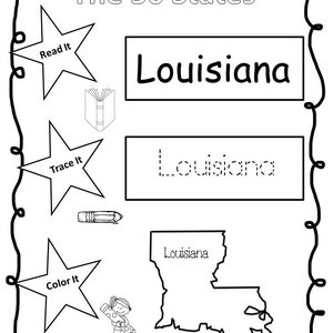 The 50 States Read It, Trace It, Color It Geography Worksheets ...