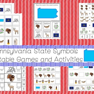 30 Pennsylvania State Symbols Themed Learning Games Download. ZIP File ...