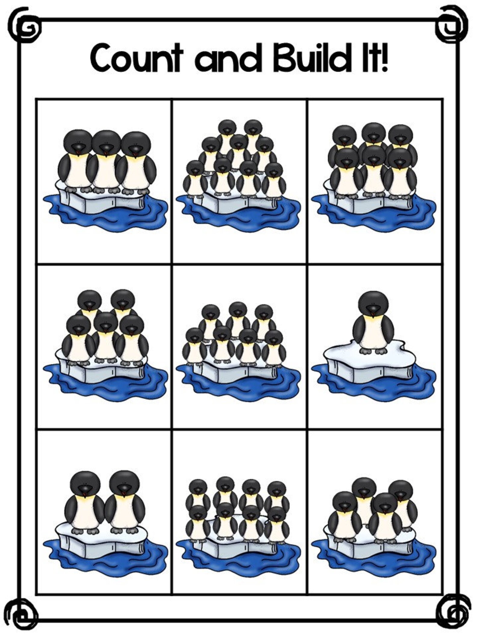 20 Printable Count and Build Worksheets/work Mats. 10 Colored | Etsy