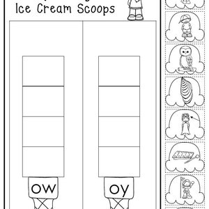 10 Printable Diphthongs Ice Cream Worksheets. Kindergarten-2nd Grade ...