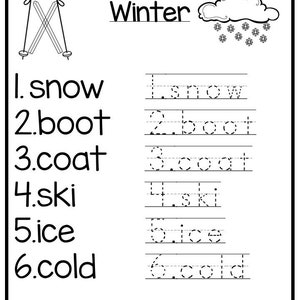 Kindergarten Winter Themed Words Homeschool Single Week Spelling ...