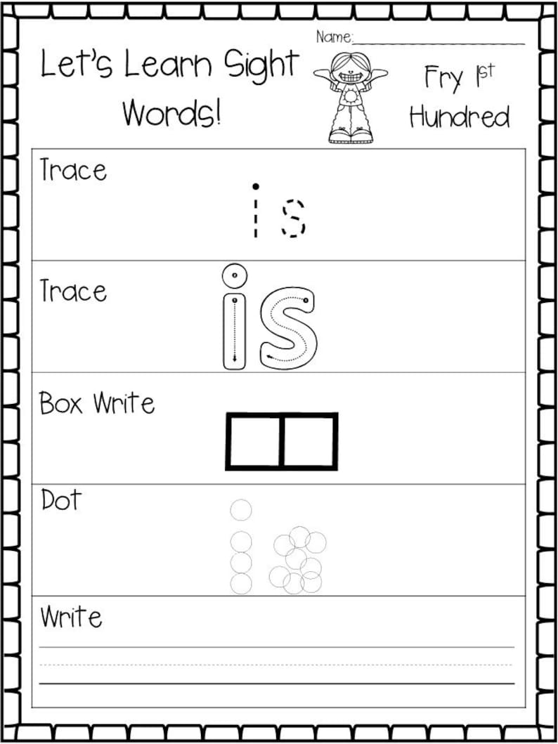 100 Printable Let's Learn Fry 1st Hundred Sight Words Worksheets ...