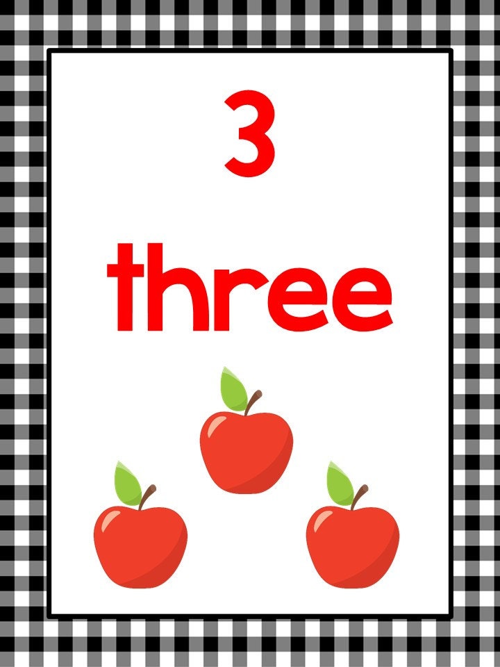 20 Printable Apple themed Numbers Posters. Numbers 1-20. | Etsy