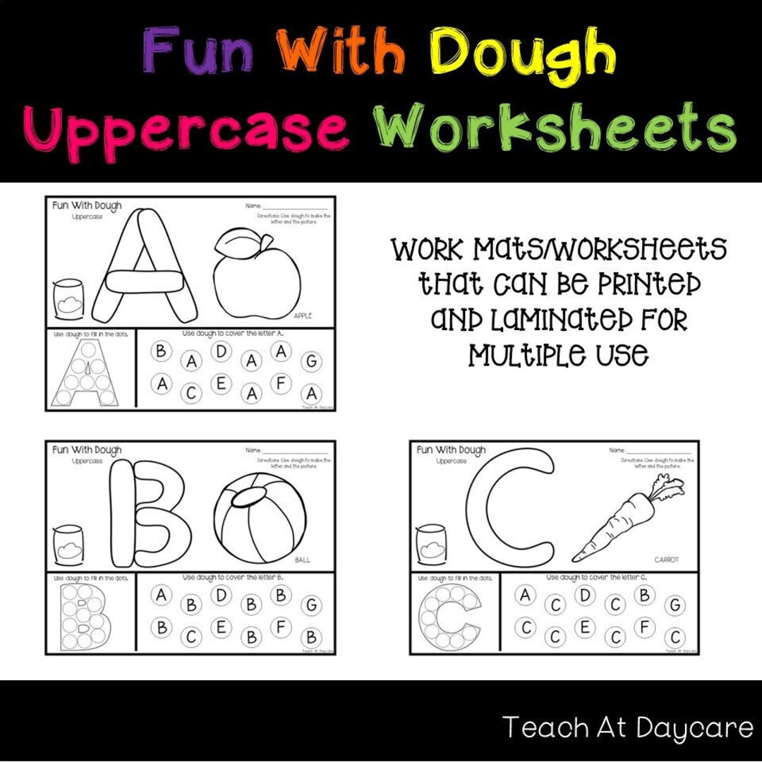 Uppercase Alphabet Fun With Dough Worksheets. Preschool-kindergarten ...