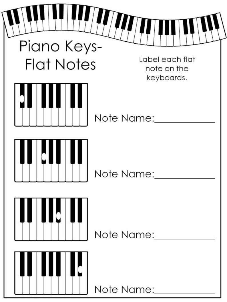 10 Label the Keys-music Notes Worksheets. Beginning Piano | Etsy