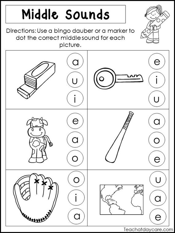 10 Printable Ending Sounds Worksheets Preschool1st Grade Etsy In