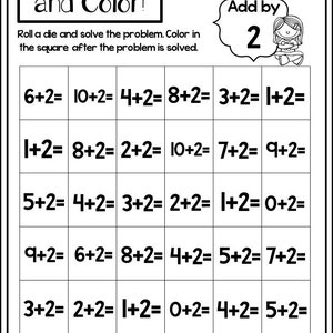 10 Printable Roll, Add, and Color Worksheets. Numbers 1-10. Preschool ...
